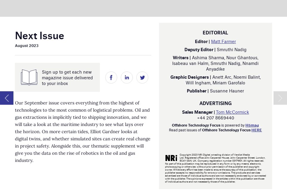 Briefing - Offshore Technology Focus | Issue 92 | June 2023 Briefing - Offshore Technology Focus | Issue 92 | June 2023
